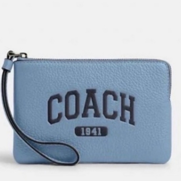 Coach | Bags | Coach Corner Zip Wristlet W Varsity Coach Logo ...